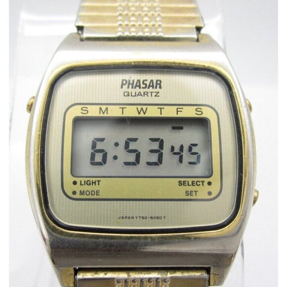 Phasar | Accessories | Vintage Mens Phasar Quartz Wr 32mm Digital Round ...